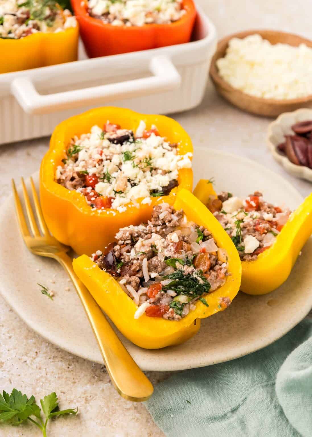 Greek Stuffed Peppers | Living Chirpy